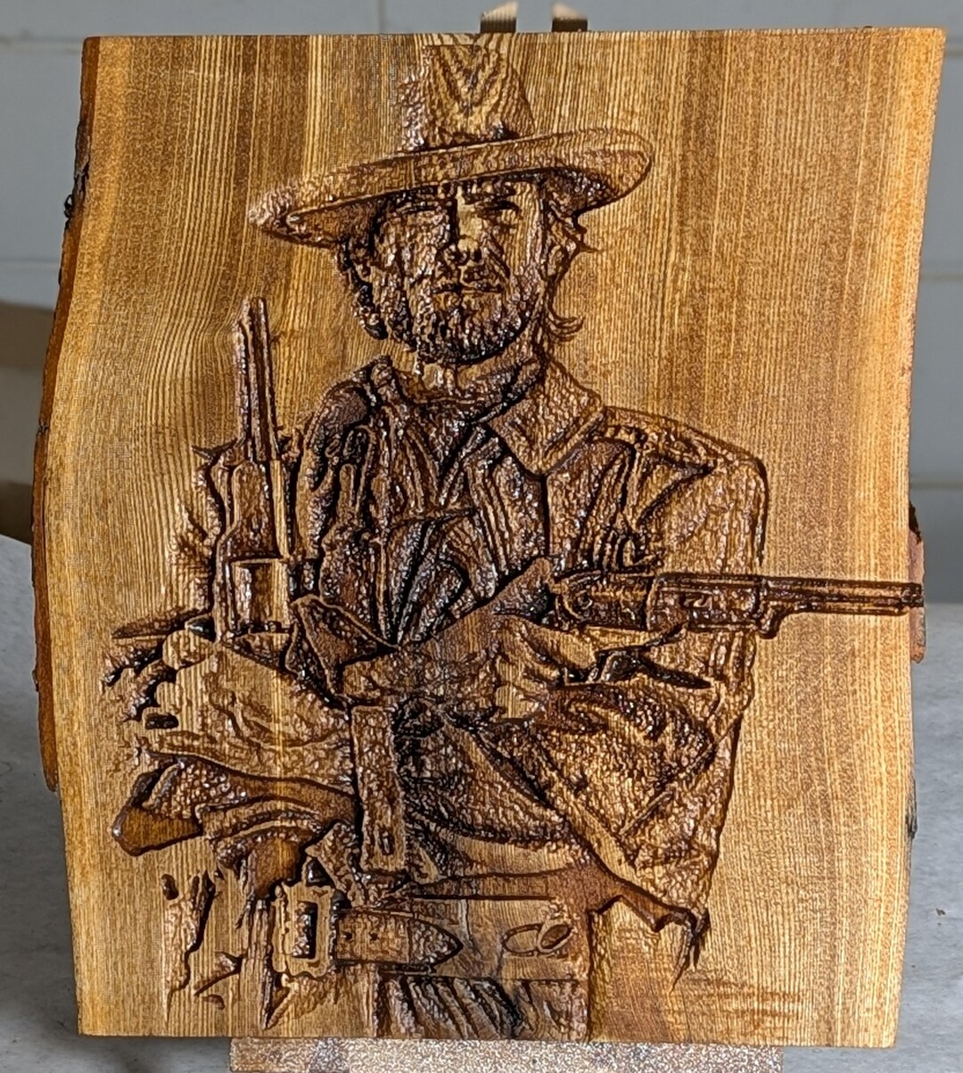 Clint Eastwood Josey Wales Wood Carving - Live Edge Black Ash Movie Art ...