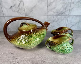 Mccoy Tea Set, Pinecone Pattern Teapot, Vintage Creamer and Sugar ...