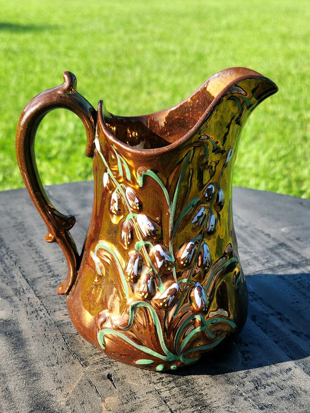 Antique 1830-1850 Copper Lusterware Pitcher Jug - Lily of the Valley ...