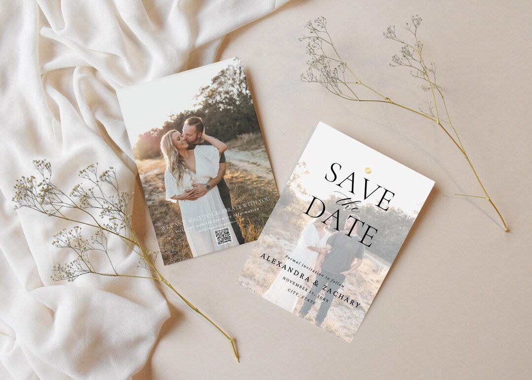 Vellum Overlay Save the Dates for Wedding 5x7in, Modern Wedding Save ...
