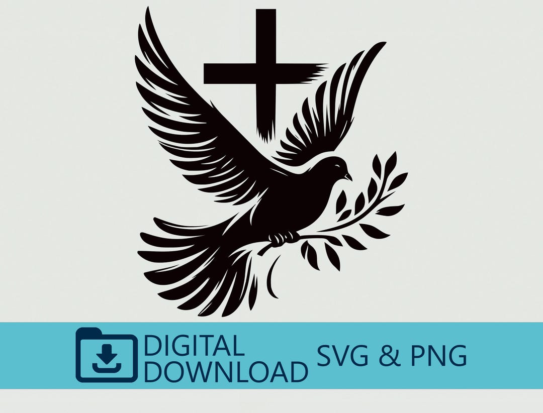 Dove With Cross SVG PNG Digital Download - Peace Clipart, Cricut Cut ...