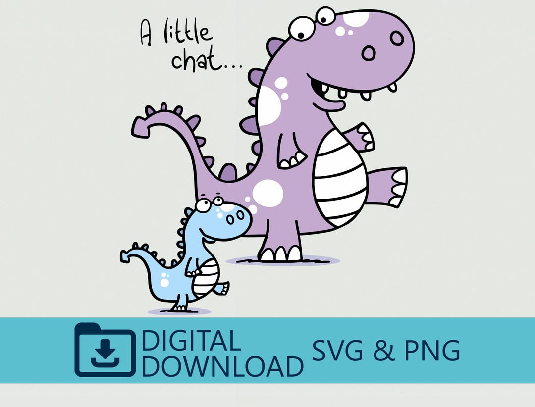 Cute Dino Chat SVG & PNG Digital Download - Dinosaur Clipart, Cricut ...