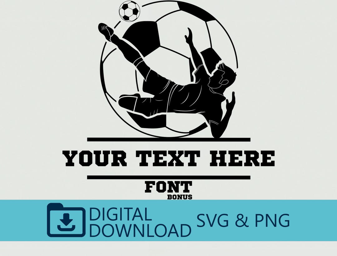 Soccer Player Kick Logo With Custom Text - Digital SVG PNG Download ...