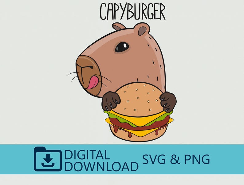 Capyburger SVG PNG Digital Download - Cute Capybara Clipart, Cricut ...