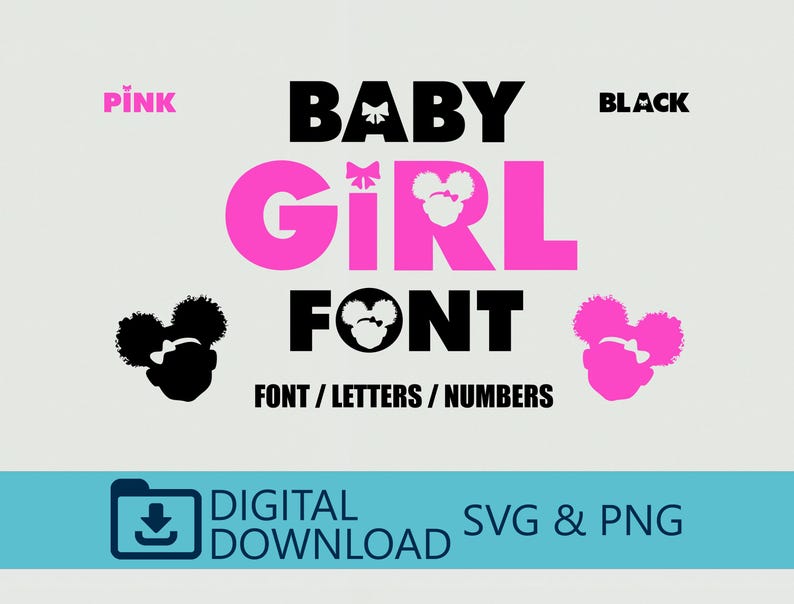 Baby Girl Font SVG PNG Digital Download - Cute Girl Clipart, Cricut ...