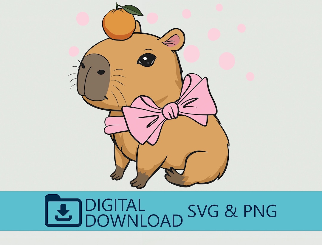 Pink Bow Capybara SVG & PNG Digital Download - Capybara Clipart, Cricut ...