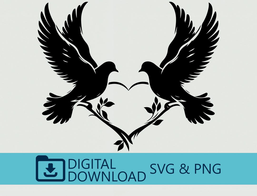 Love Doves Heart SVG PNG Digital Download, Wedding Decal, Cricut Cut ...