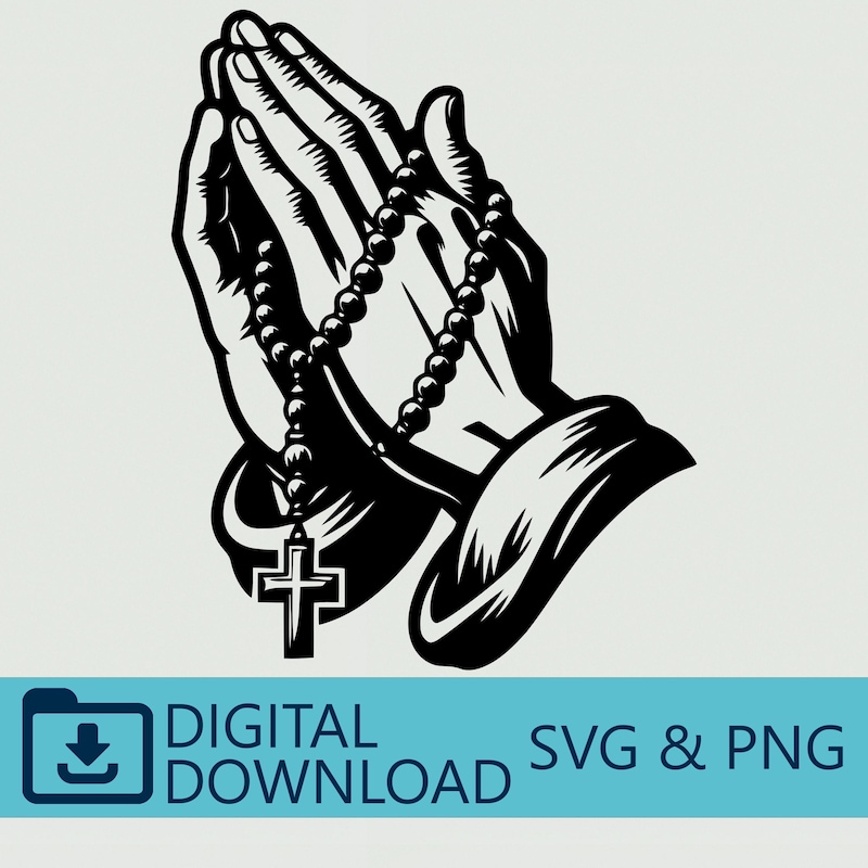 Cross Rosary Hand Svg - Etsy