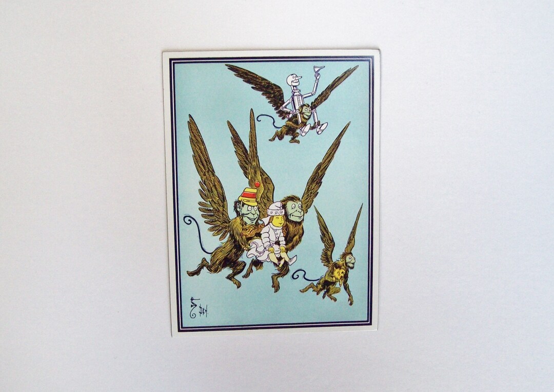 Flying Monkeys Wizard of Oz Magnet With Vintage 1900 Antique - Etsy