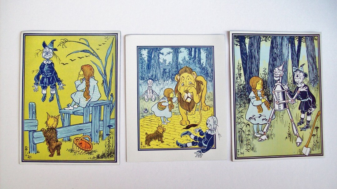 Set of 3 Wizard of Oz Magnets With Vintage 1900 Antique Art - Dorothy ...