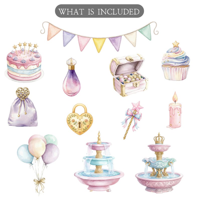 Watercolor Unicorn and Princess Clipart Set — Magical Rainbow World ...