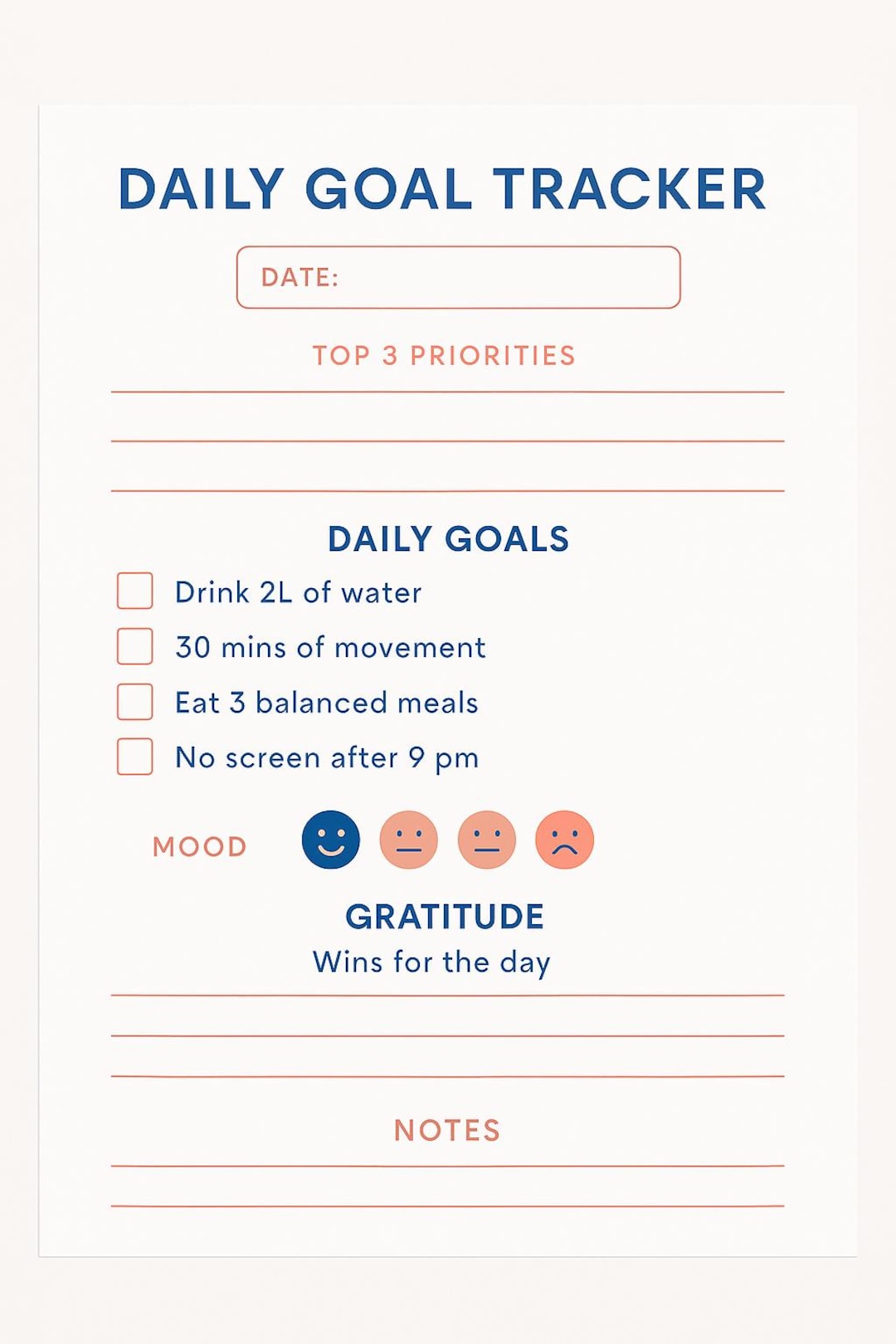 Daily Goal Tracker - Etsy