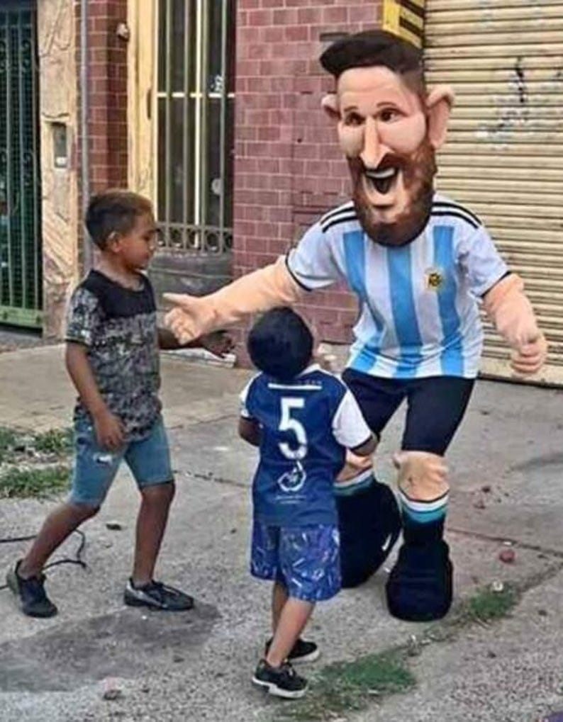 Lionel MESSI Argentina MASCOT COSTUME Cosplay Halloween World Cup Qatar ...