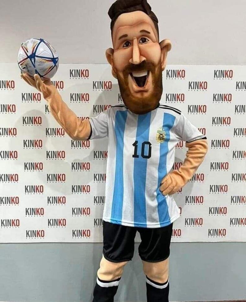 Lionel MESSI Argentina MASCOT COSTUME Cosplay Halloween World Cup Qatar ...