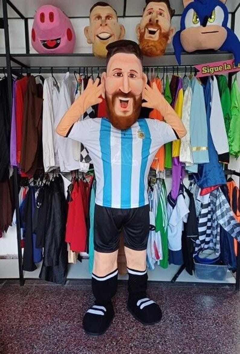 Lionel MESSI Argentina MASCOT COSTUME Cosplay Halloween World Cup Qatar ...