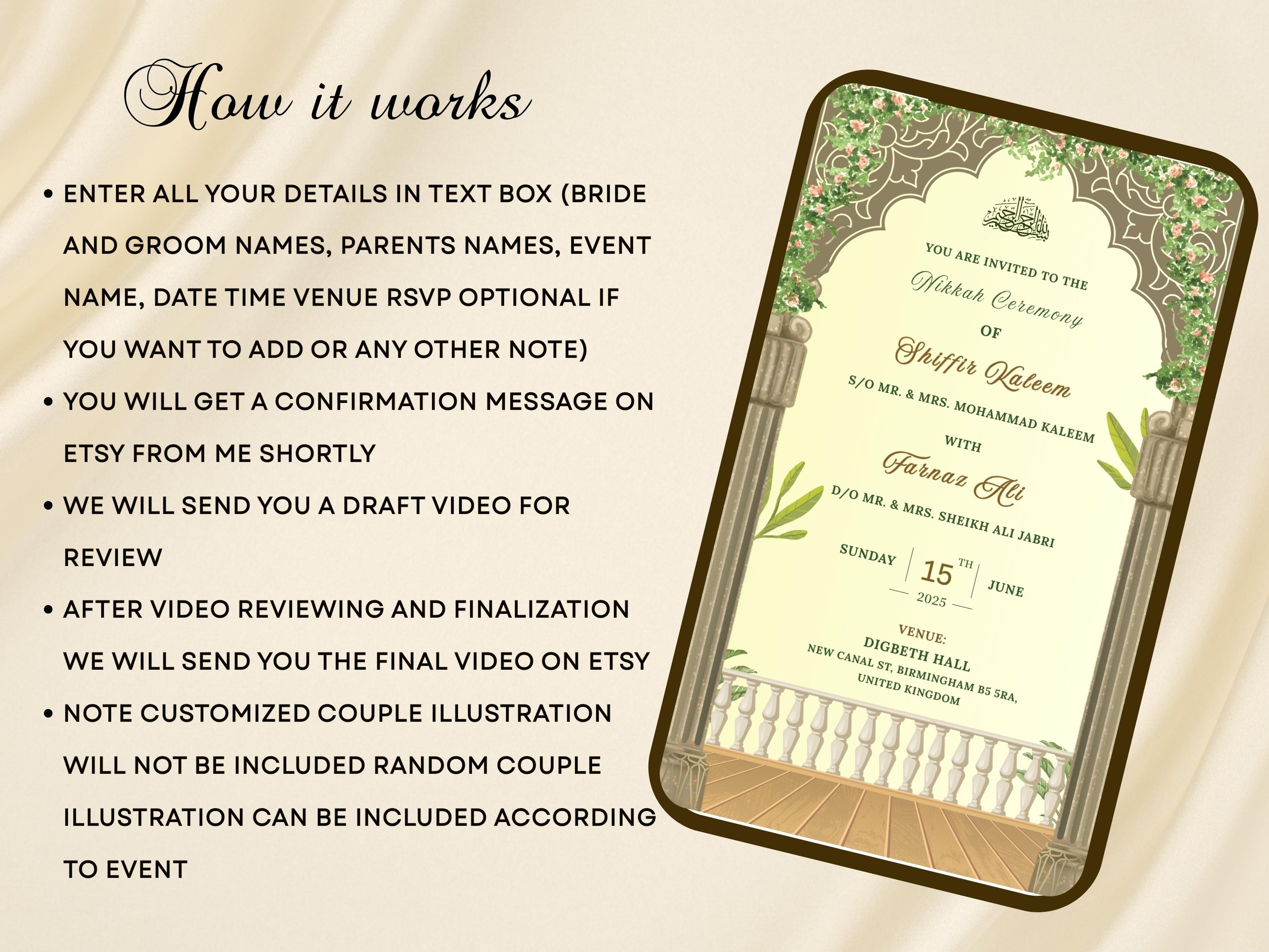 Animated Nikkah Invitation, Digital Video Invite, Muslim Mughal Themed ...
