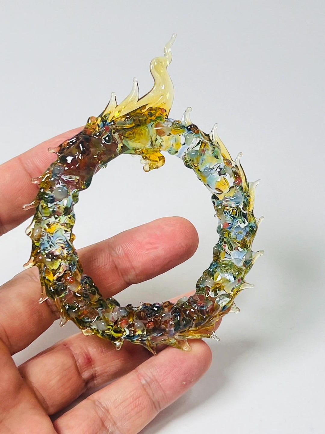 Rainbow Naga Amulet: Leklai Glass Serpent Coil Charm - Etsy