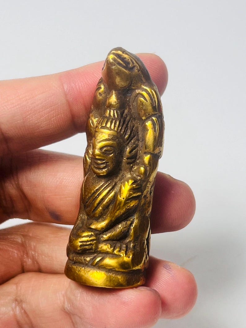 Gold Buddha Sheltered by 7 Naga | Khmer Amulet Statue for Protection ...