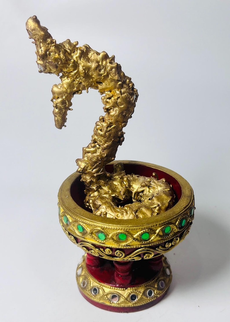 Golden Naga Statue: Iron Meteorite Thai Amulet, Sacred Altar Decor - Etsy