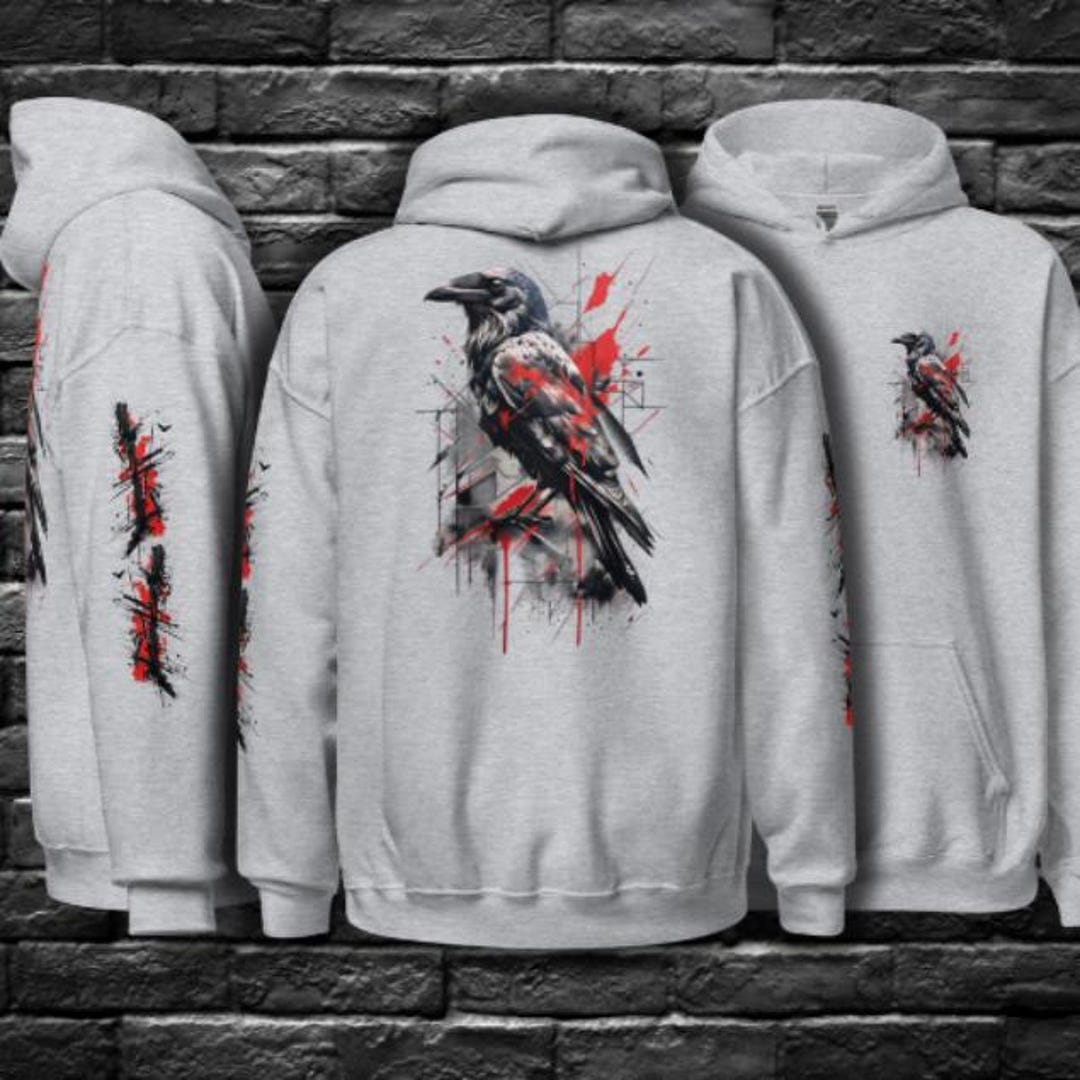 Trash Polka Crow Hoodie: Gothic Tattoo Style Unisex Pullover - Etsy