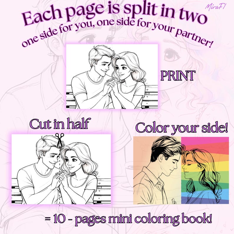 Couple's Coloring Book: 10 Printable Romantic Activity Pages (PDF ...