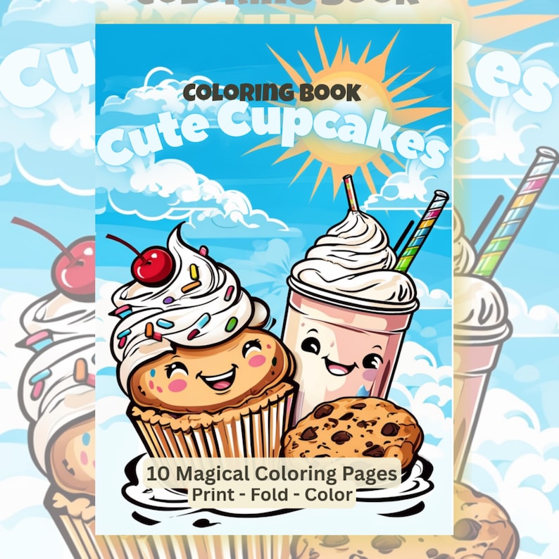 Cupcake Coloring Book: Mini Printable Activity Book for Kids (PDF ...