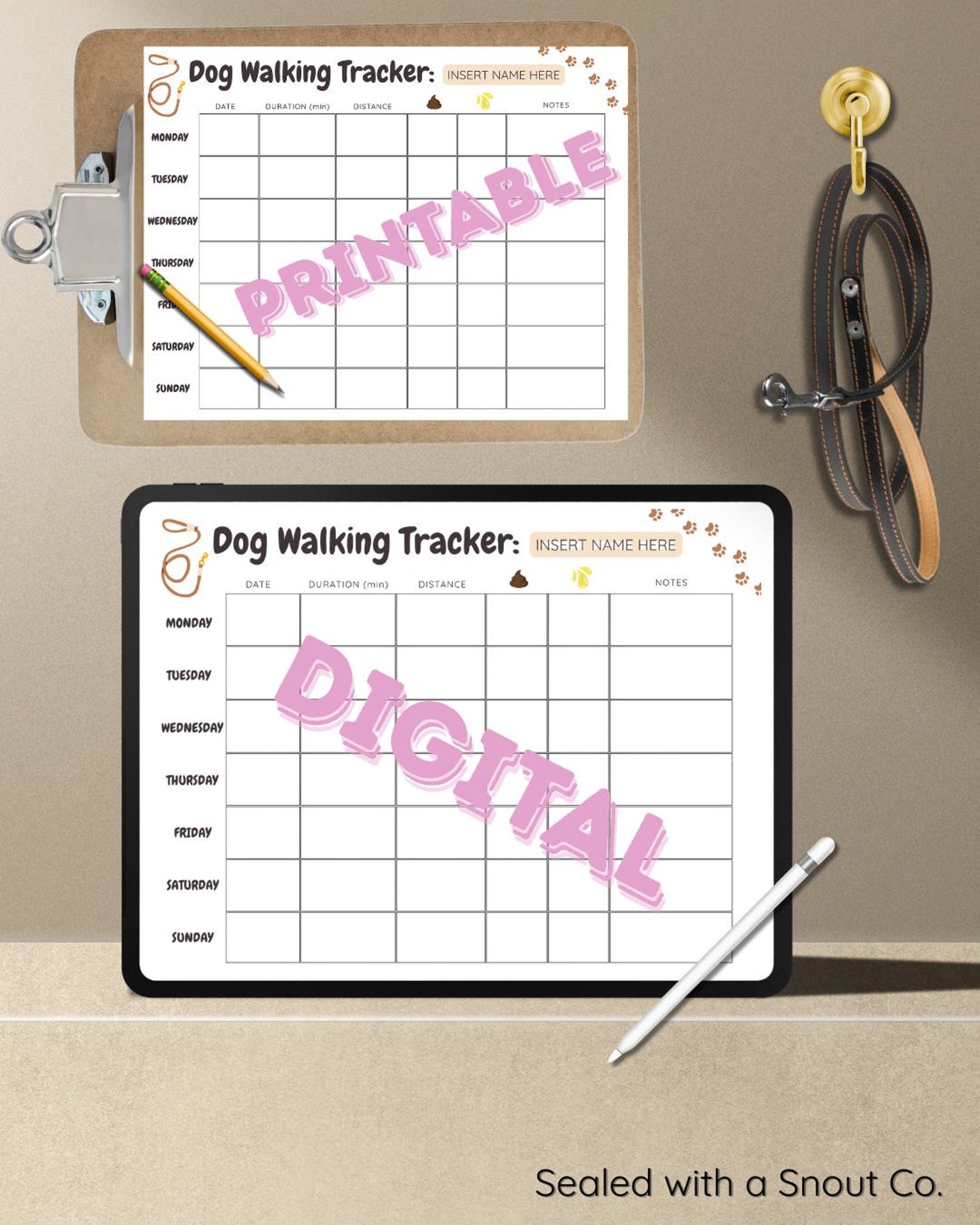 Dog Walking Tracker Printable | Weekly Dog Walk Log | Puppy Potty ...