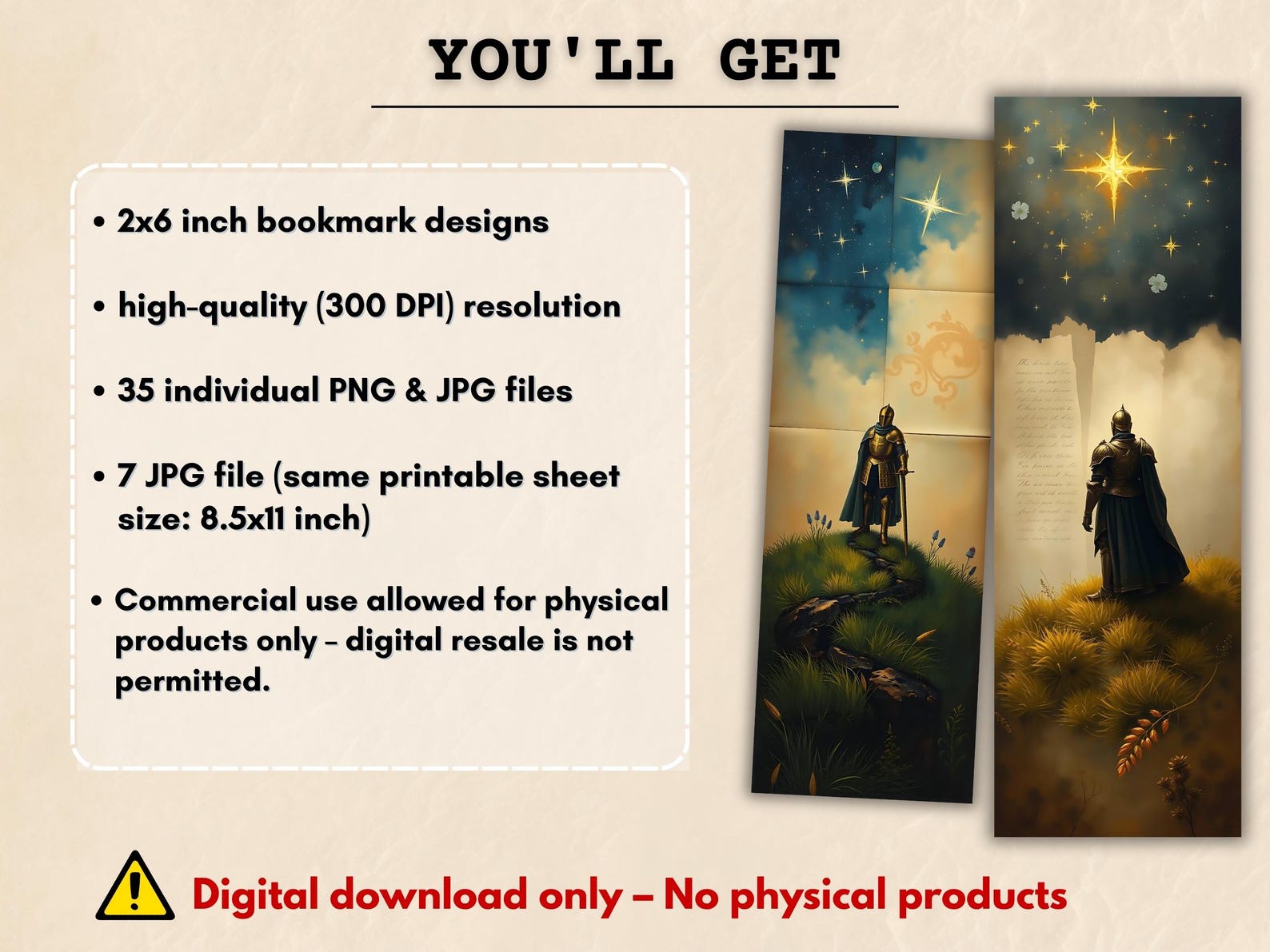 35 Printable Knight Bookmarks – Medieval Fantasy Digital Bookmarks for ...