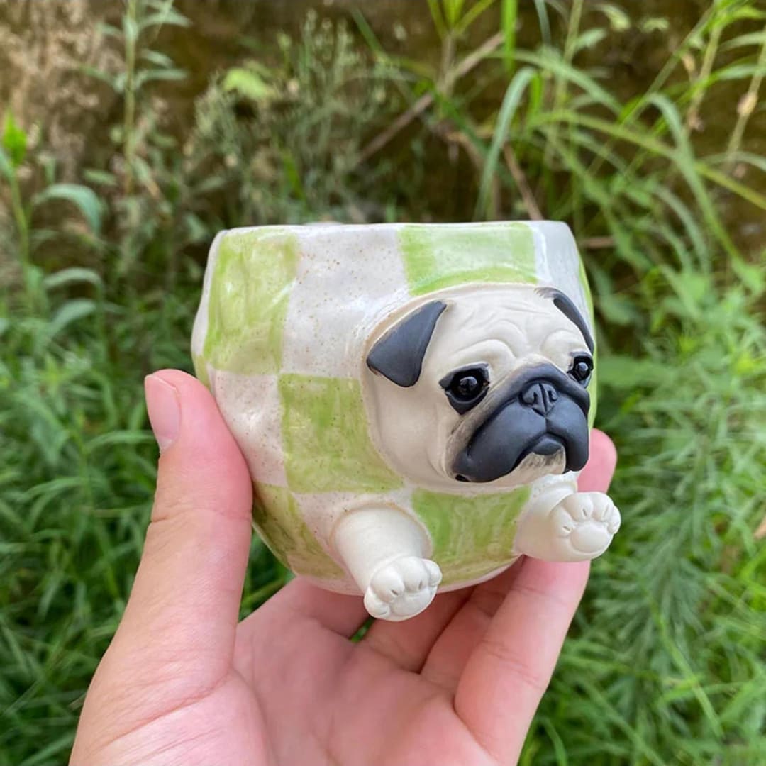 Handmade, Pug Mug, Dog Coffee Cup, Pet Lover,gift,tableware, Kitchen ...