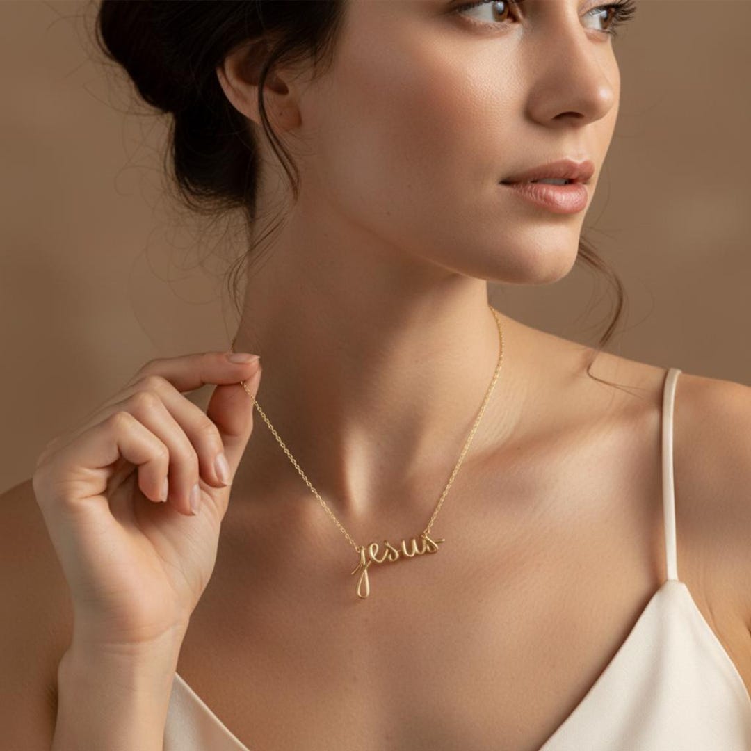 Christian Jewelry, Gold Silver Jesus Necklace, Wire Name Necklace ...