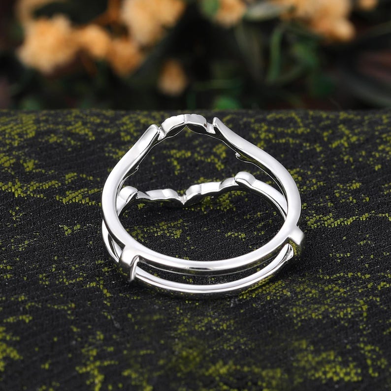 Nature Inspired Leaf Ring Jacket, White Gold Ring Guard, Twig Enhancer ...