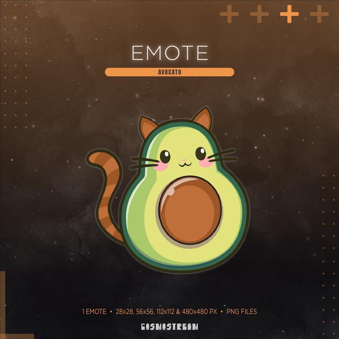 Cute Avocado Cat Twitch Emote for Streamers | Kawaii Avocato Emote ...