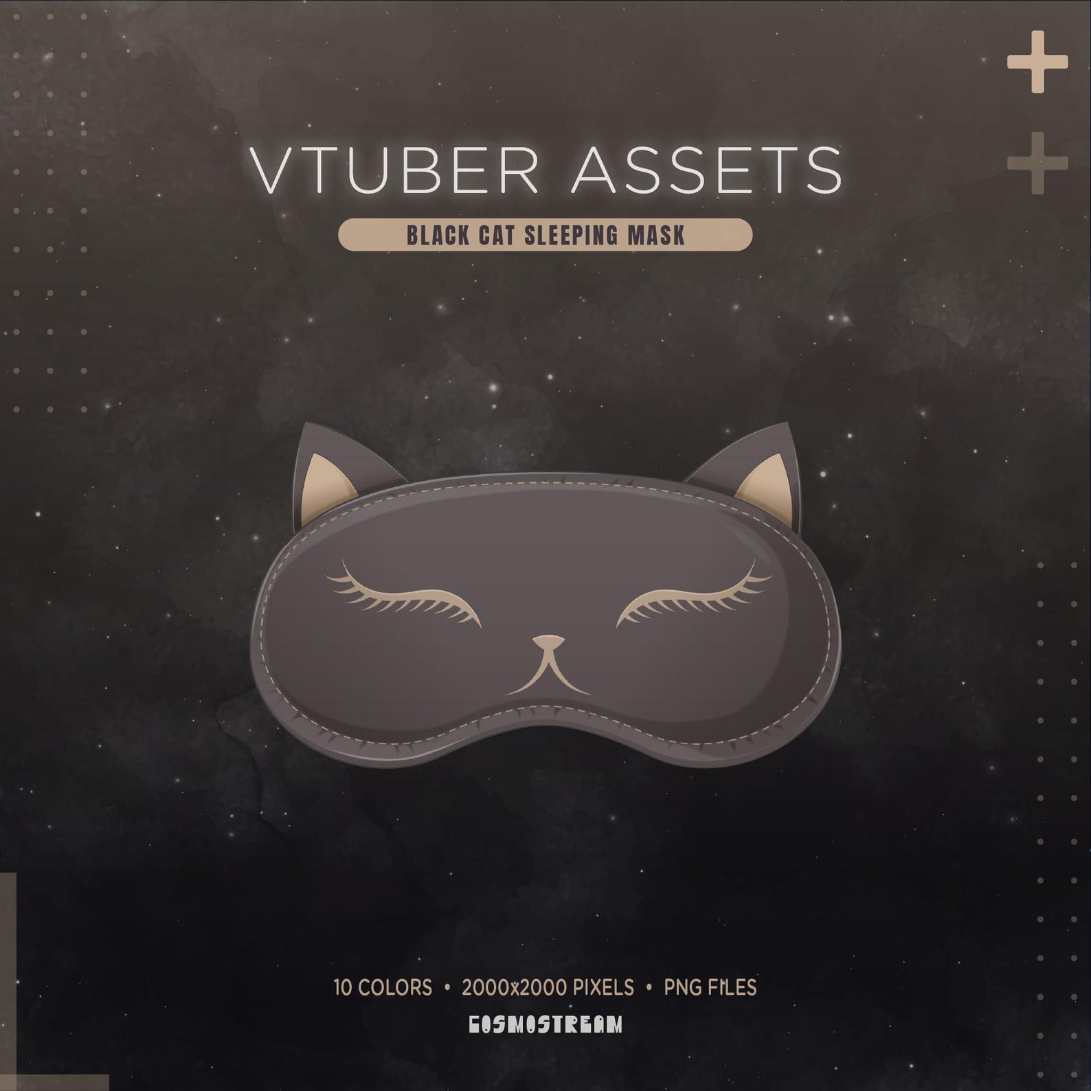 Black Cat Sleeping Mask Vtuber Asset | Eye Mask Pngtuber | Vtuber ...