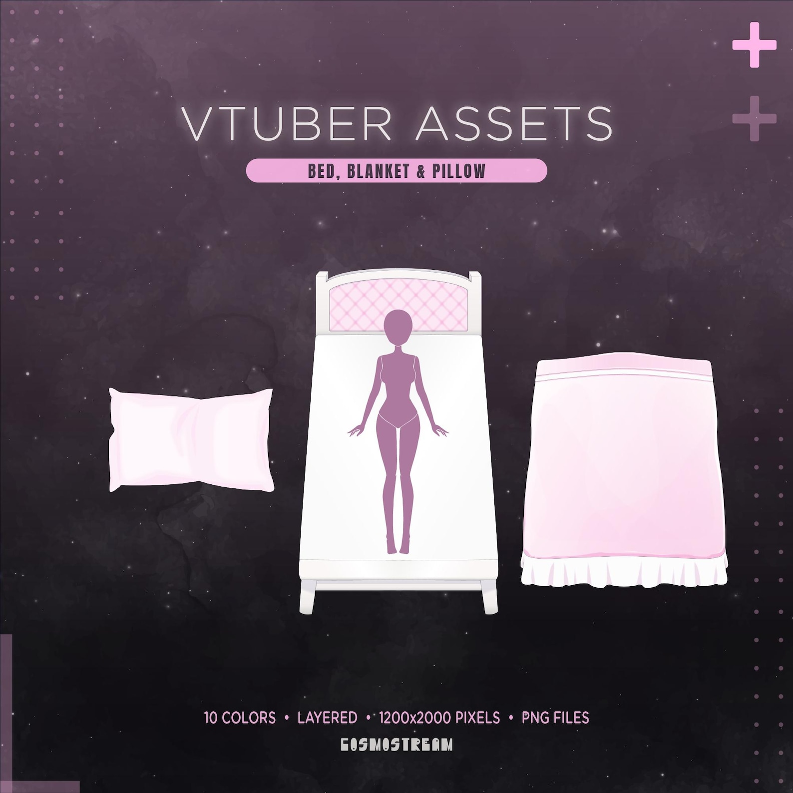 Bed Sheets Pillow Vtuber Asset | 2D Vtuber Bedroom Decor | Sleeping ...