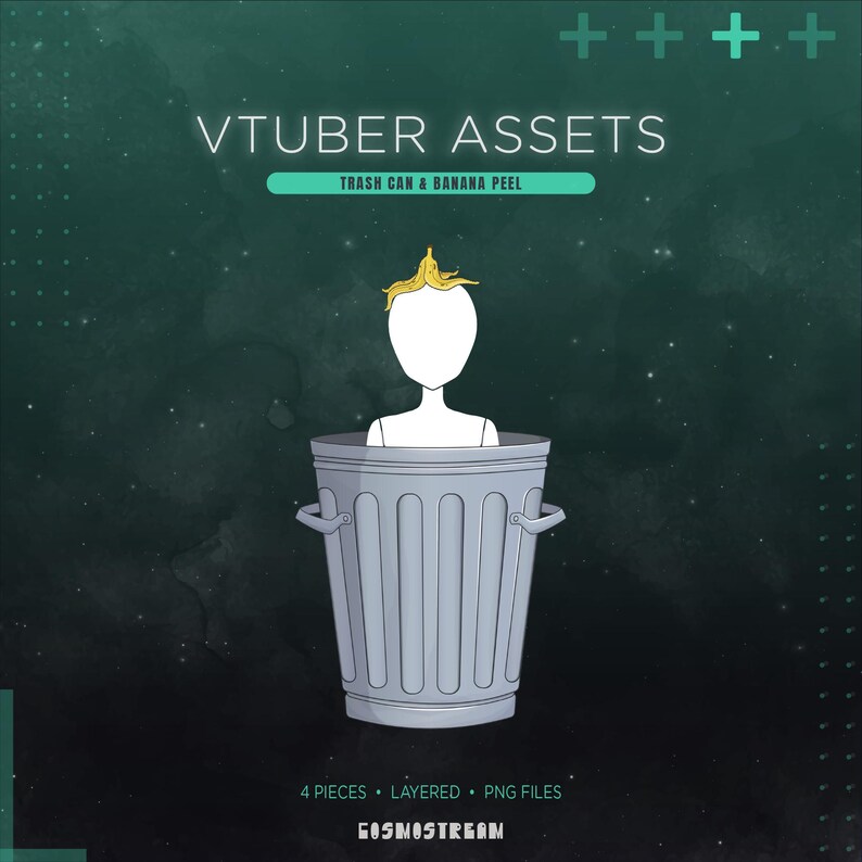 Trash Can & Banana Peel Vtuber Assets: Comedy Stream Props - Etsy