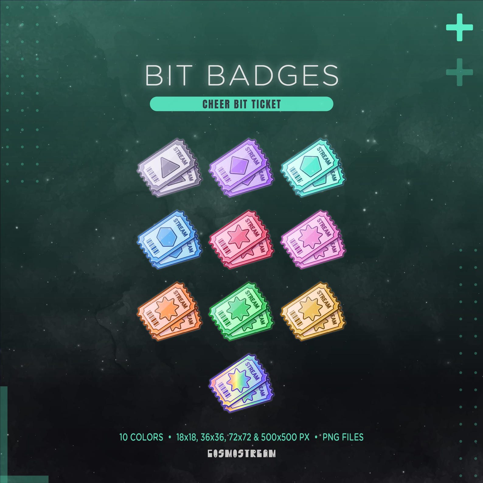 Cheer Bits Tickets Twitch Bit Badges | Cheer Donation Rewards for ...