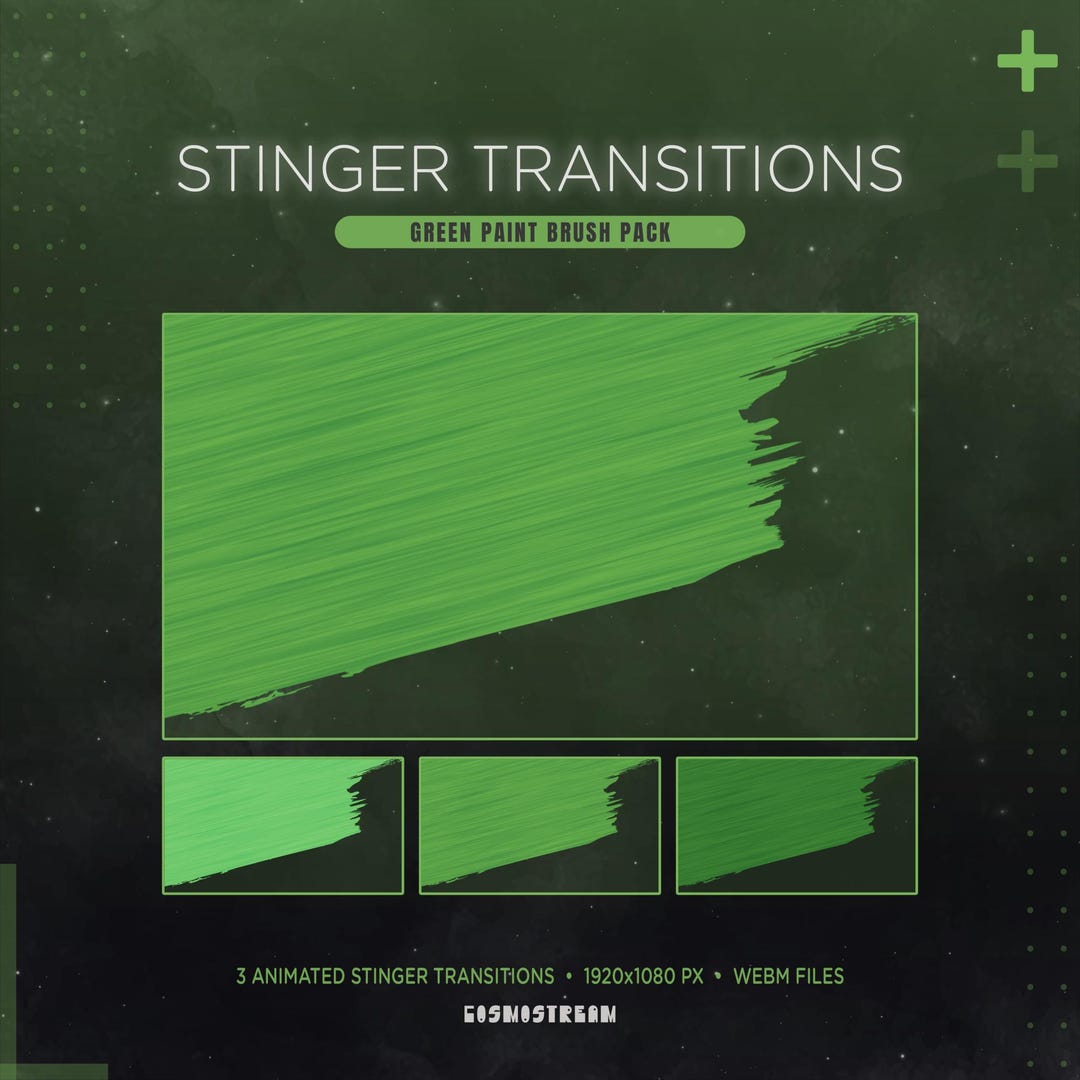 Green Twitch Stinger Transition Pack | 3 Nature Paint Brush Animated ...