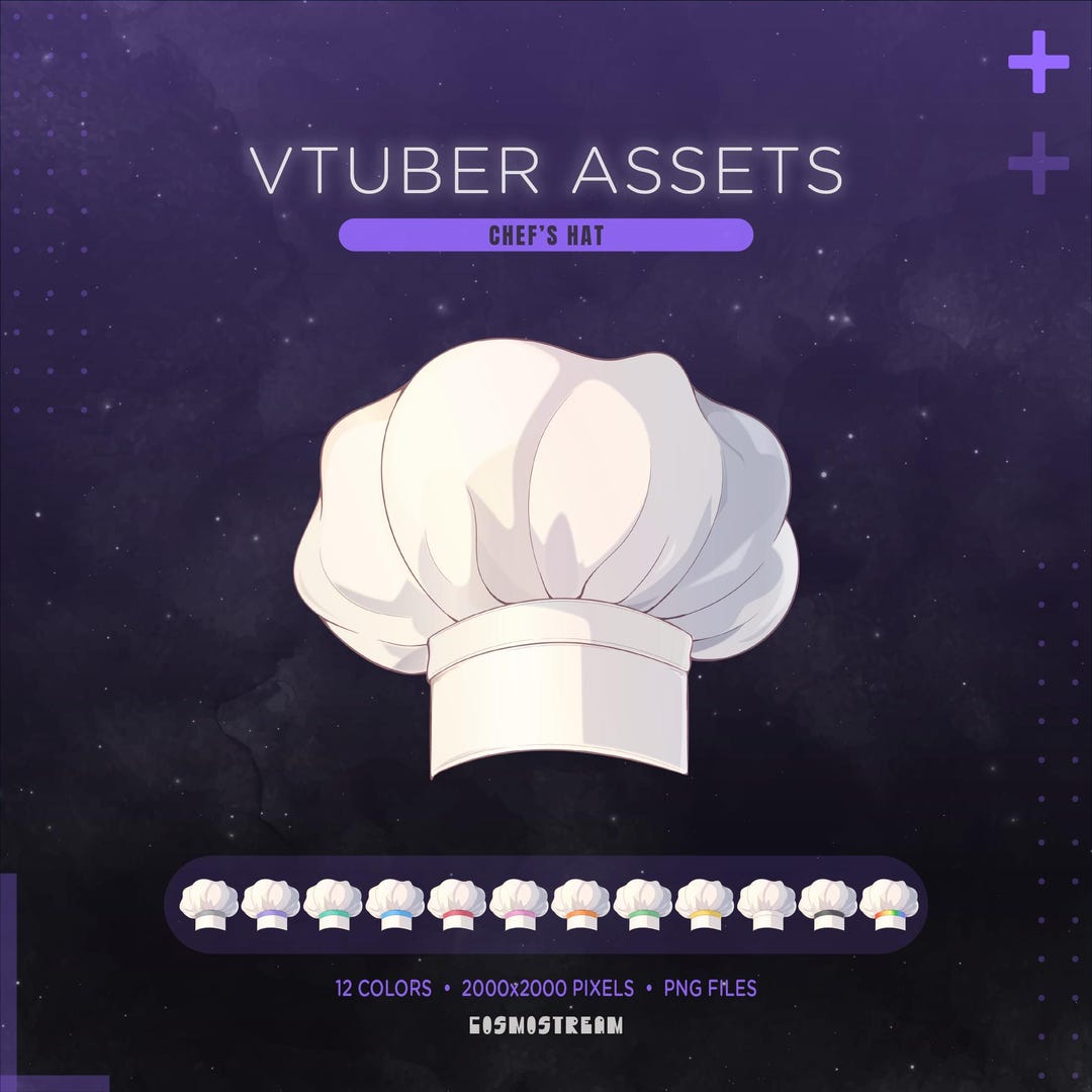 Accesorio de VTuber para gorro de chef / Accesorio para transmisión de ...