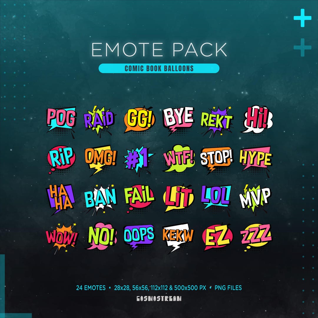 Comic Book Text Twitch Emote Pack for Streamers | Emote Bundle (raid ...
