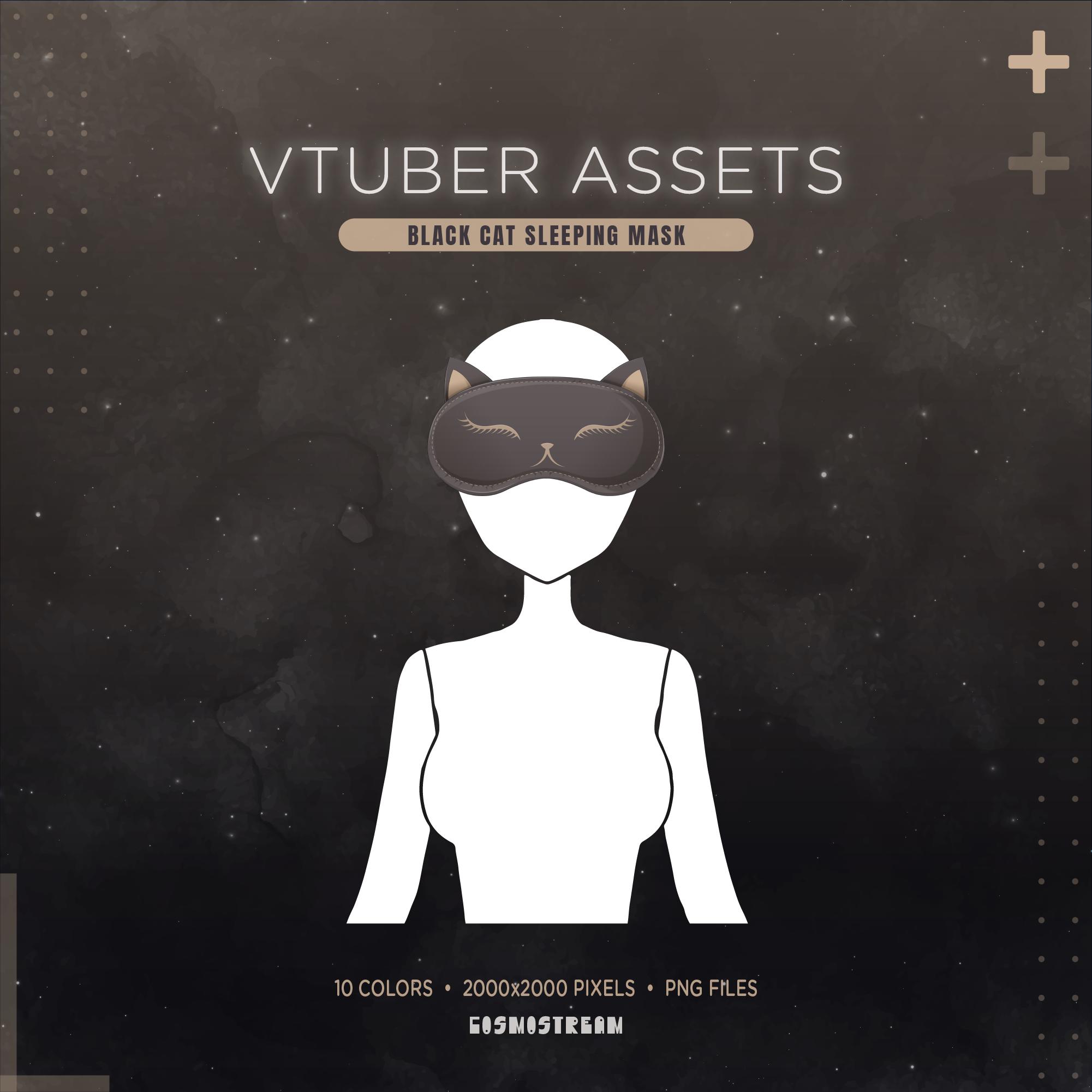Black Cat Sleeping Mask Vtuber Asset | Eye Mask Pngtuber | Vtuber ...