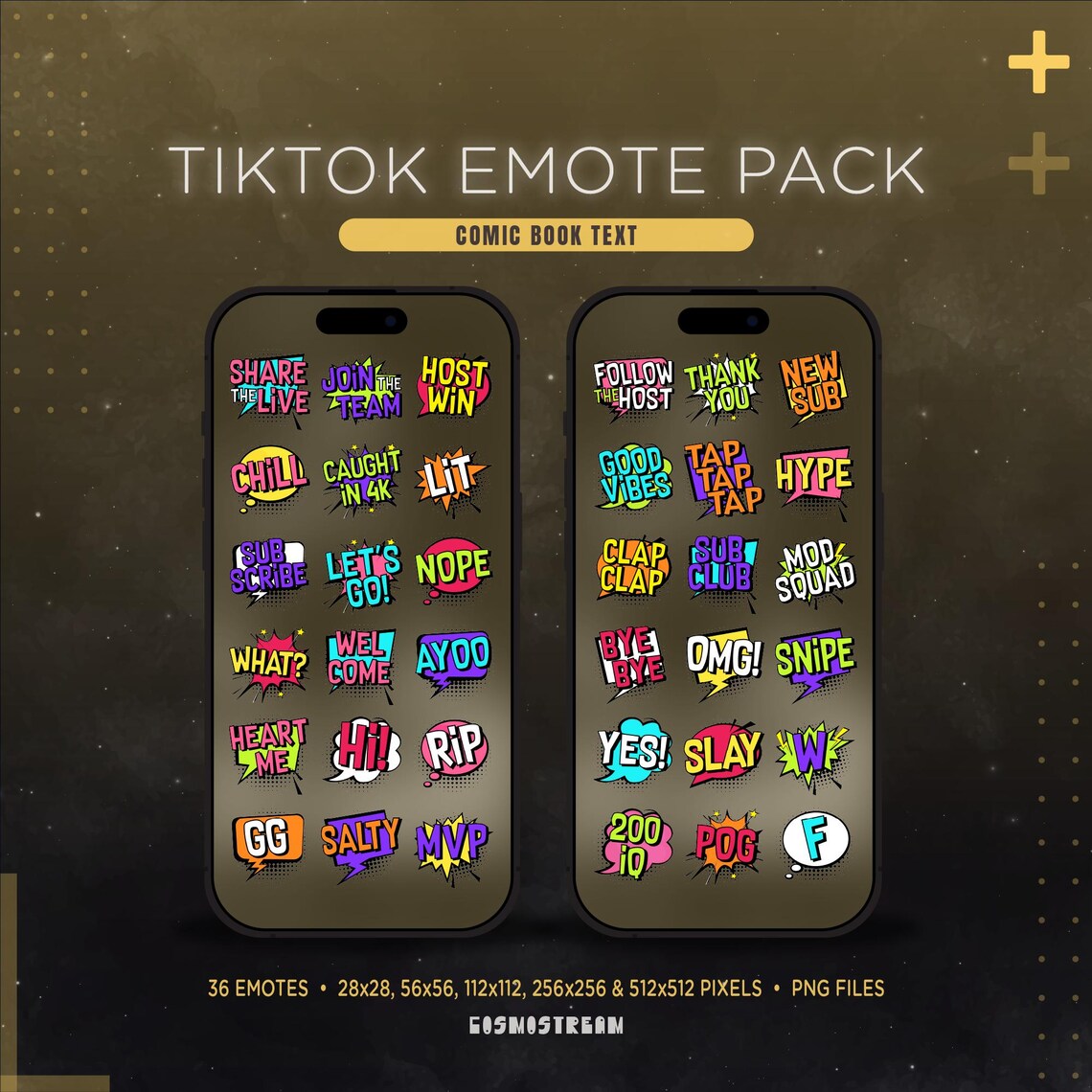 Tiktok Text Emote Pack for Streamers | Comic Book Style Sub Stickers ...
