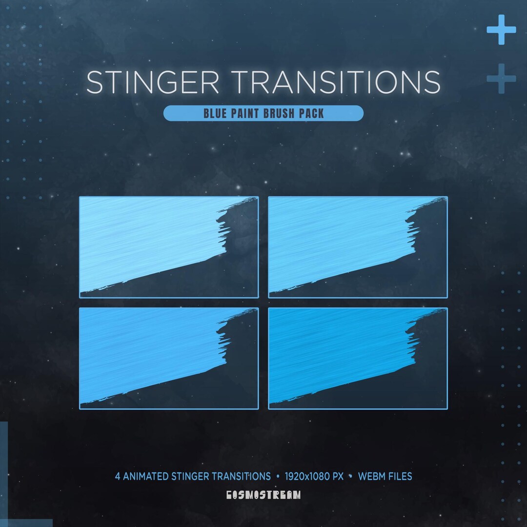 4 Blue Twitch Stinger Transition Pack | Water Paint Brush Animated ...