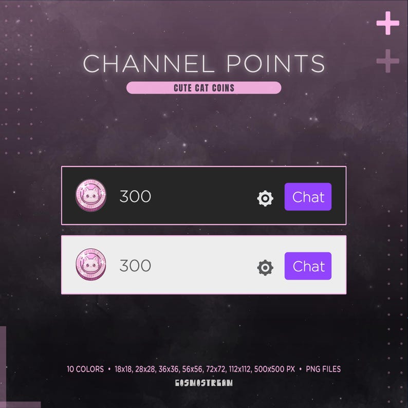 Cute Cat Twitch Channel Points Coin | Pink Kitty Stream Redeems | 10 ...