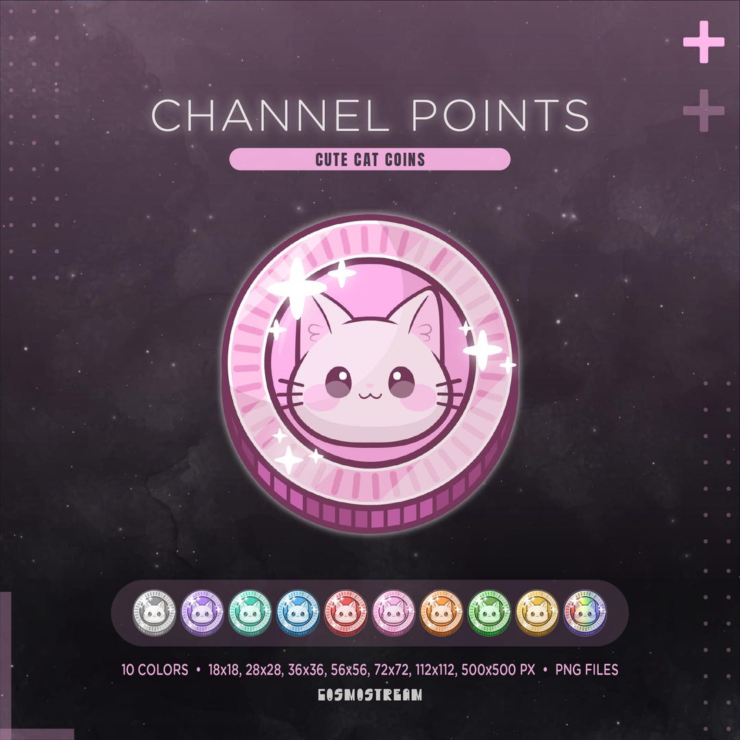 Cute Cat Twitch Channel Points Coin | Pink Kitty Stream Redeems | 10 ...