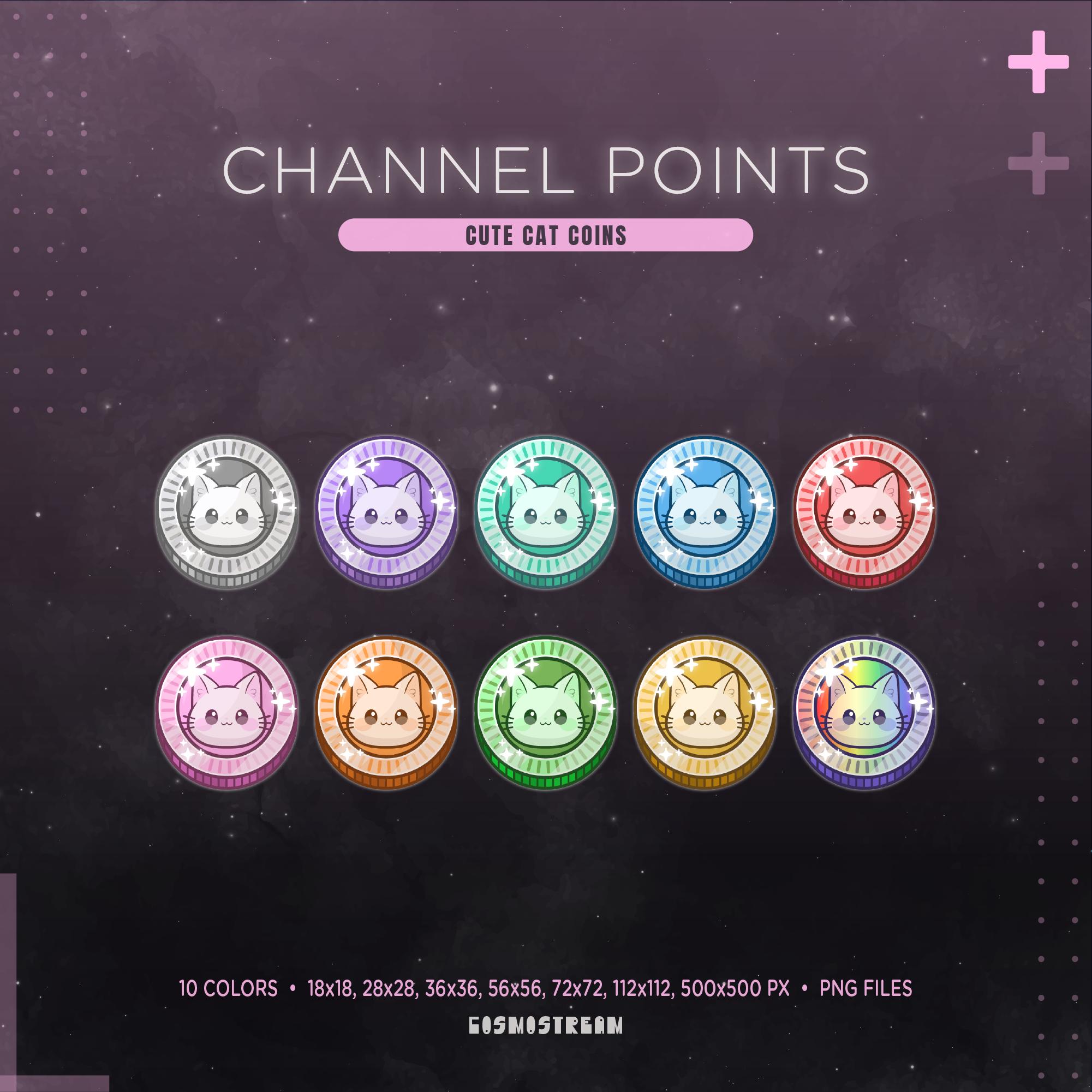 Cute Cat Twitch Channel Points Coin | Pink Kitty Stream Redeems | 10 ...