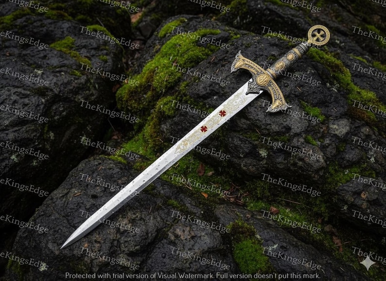 Handmade Knights Templar Sword | Stainless Steel Replica With Leather ...