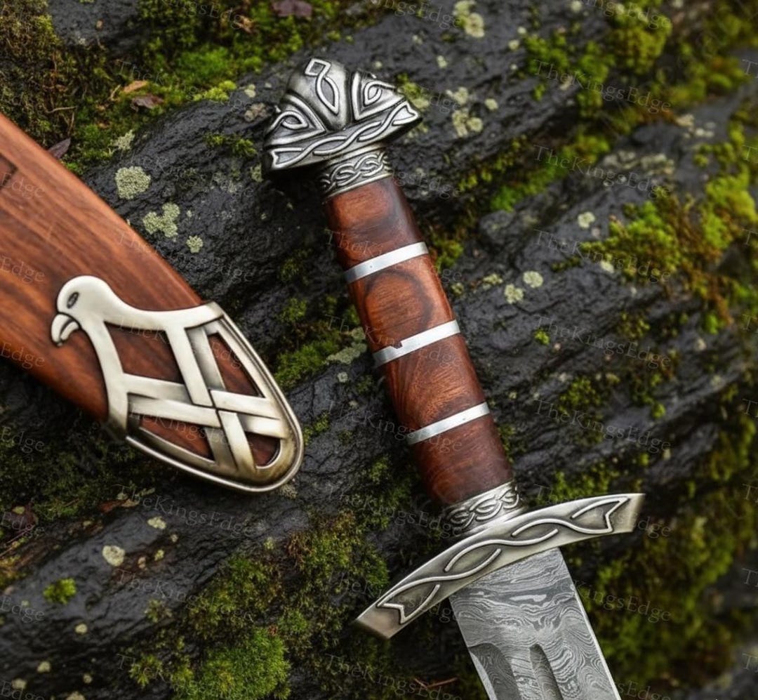 Handmade Damascus Steel Viking Sword – Ragnar Lothbrok Replica With ...