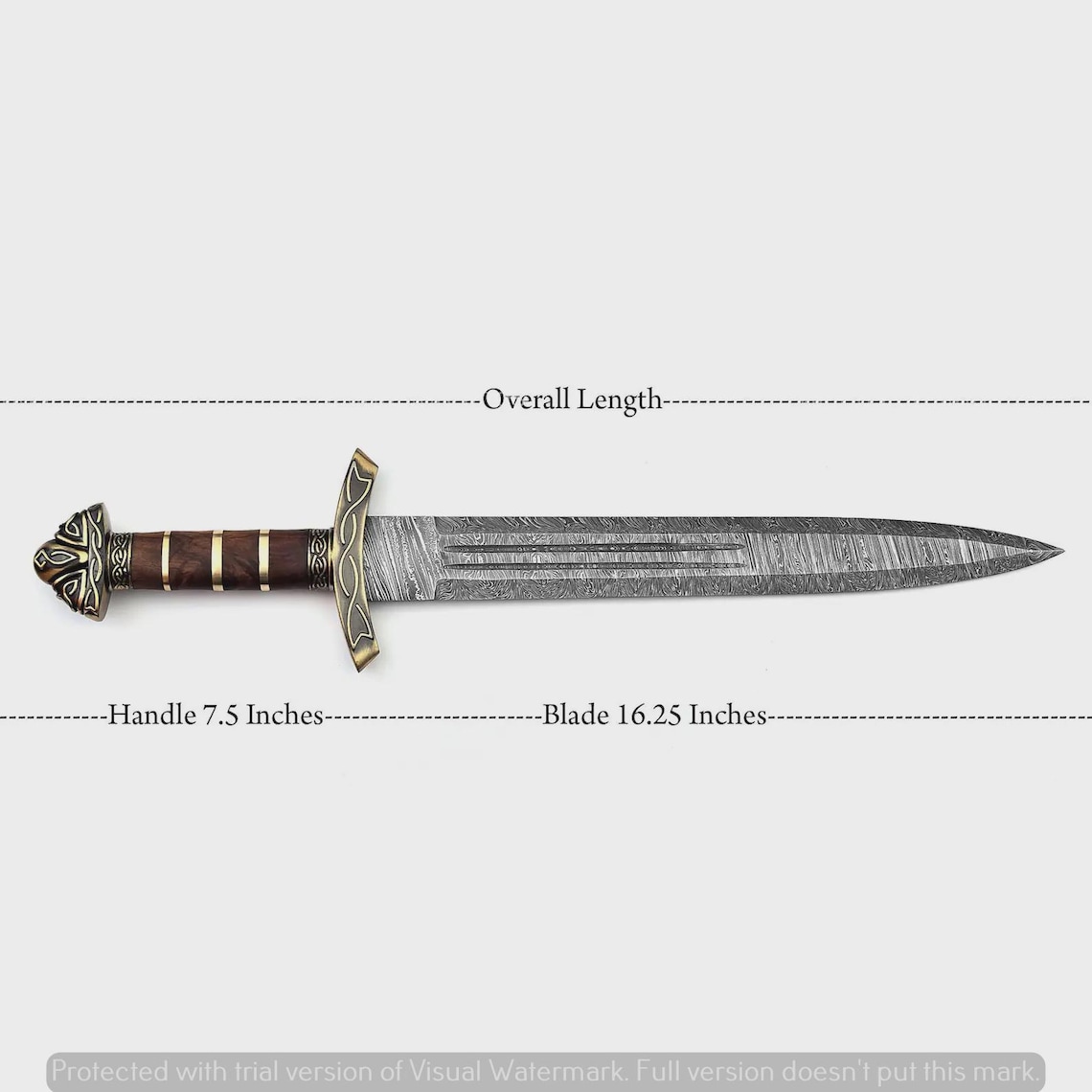 Handmade Damascus Steel Short Sword: Viking Medieval Full Tang With ...