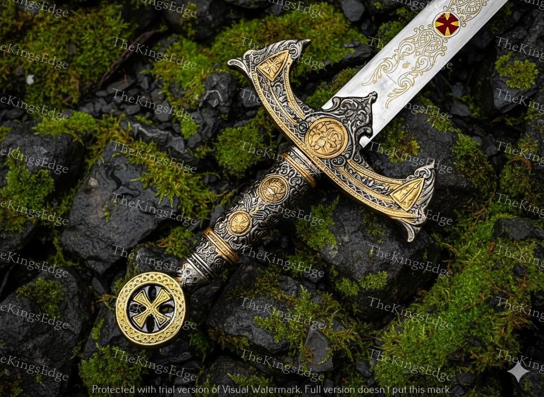 Handmade Knights Templar Sword | Stainless Steel Replica With Leather ...