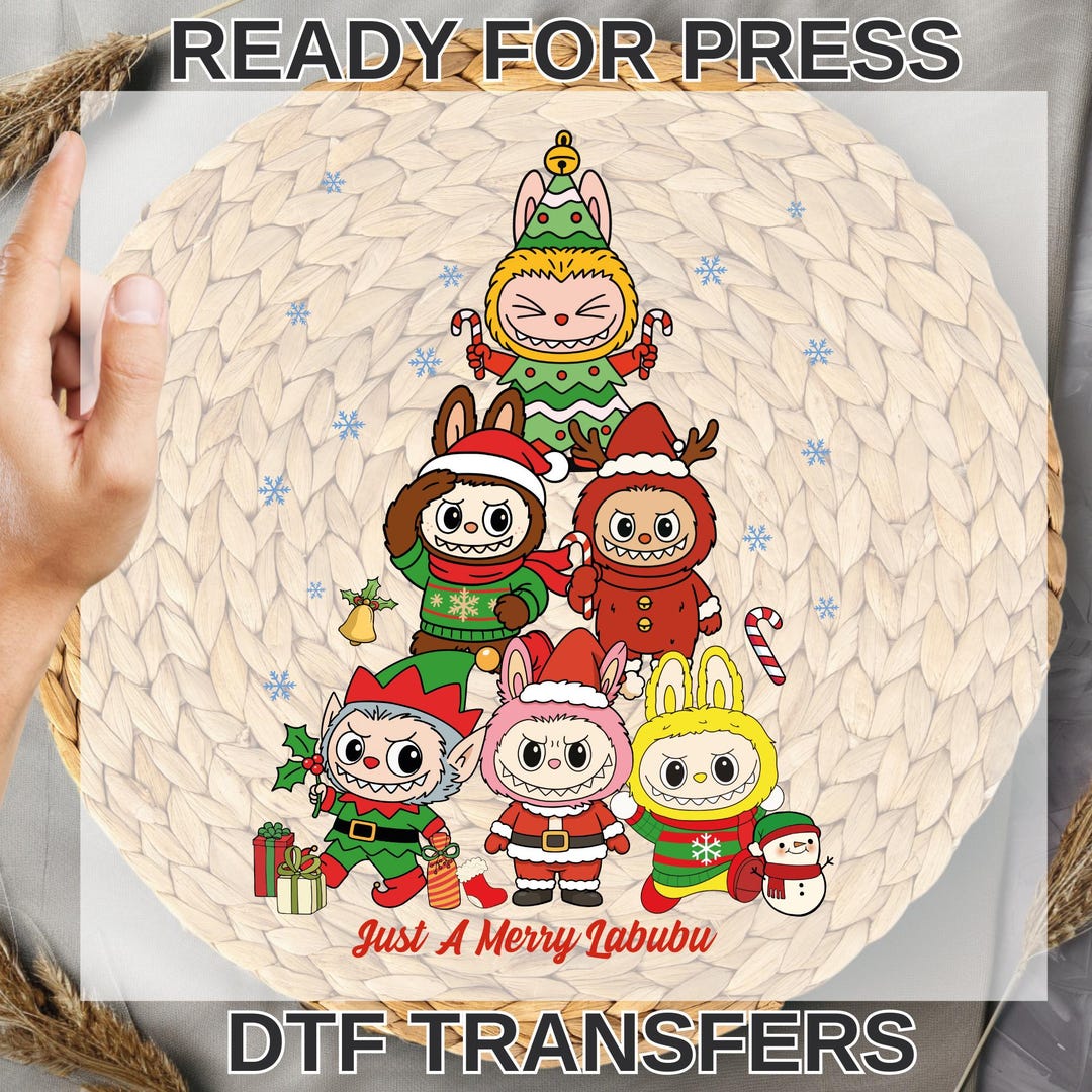 Labubu Tree Christmas Ready to Press , Merry Christmas Ready to Press ...